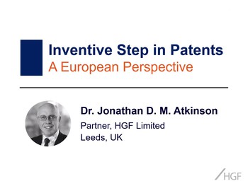 Inventive step in patents: a European perspective | HSTalks